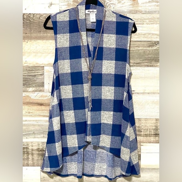 Haptics | Jackets & Coats | New Boutique Blue Checkered Vest ...